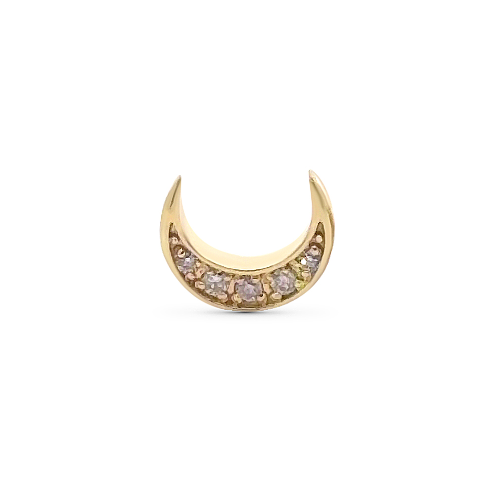 Solid 14k Crescent Moon Threadless End - Human Design Studios Fine Jewelry